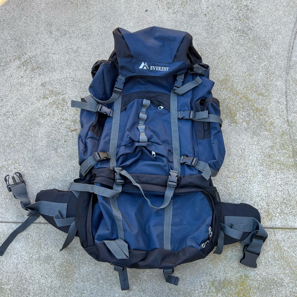 Everest 28” Deluxe Hiking Backpacking Pack Euc Blue/B… - Gem